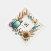 Rustic Monogram Mason Jar Sunflowers Napkins | Zazzle
