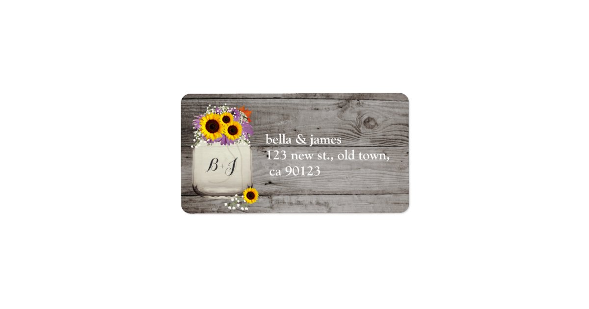 Rustic Monogram Sunflower Address Labels | Zazzle