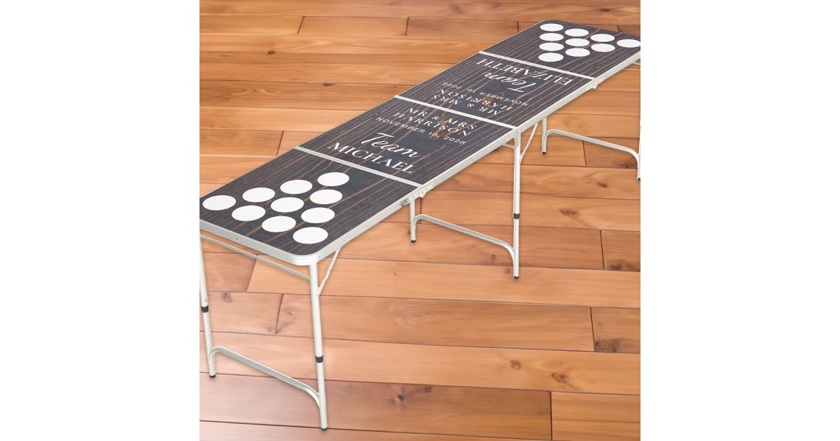 Rustic Monogram Wedding Beer Pong Table | Zazzle