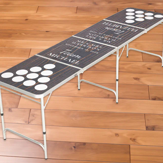 Rustic Monogram Wedding Beer Pong Table | Zazzle