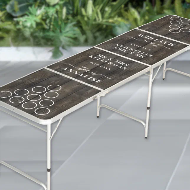 Rustic Monogram Wedding Beer Pong Table | Zazzle