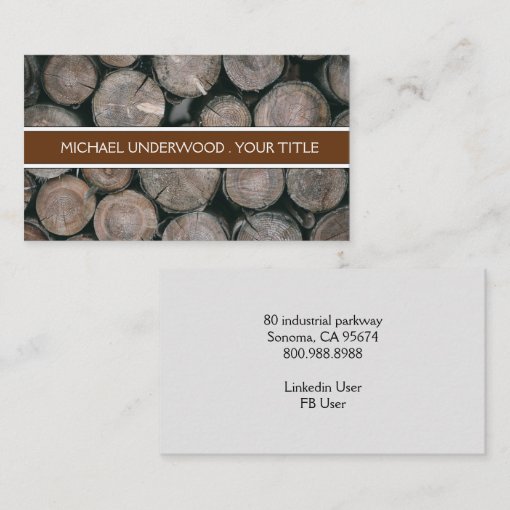 Rustic Monogram Wood Pile Logs Business Card | Zazzle