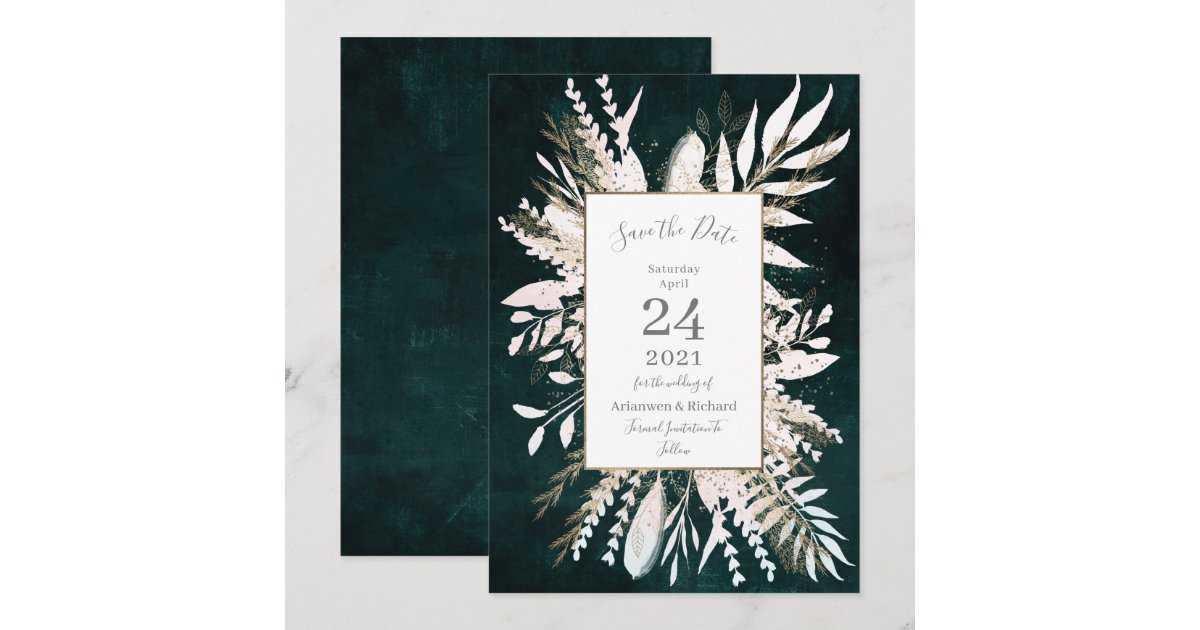 Rustic moody Green Botanicals Save the Date Invitation | Zazzle