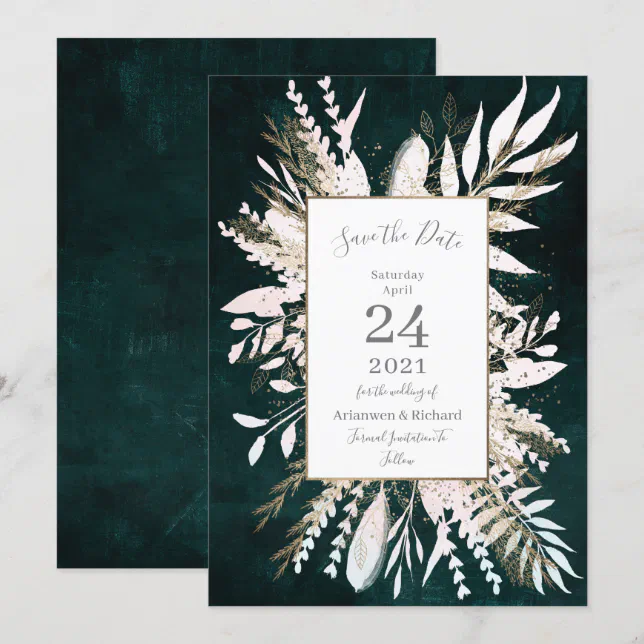 Rustic moody Green Botanicals Save the Date Invitation | Zazzle