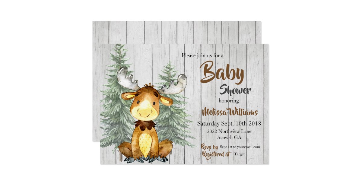Rustic Moose Baby Shower Invitation | Zazzle.com