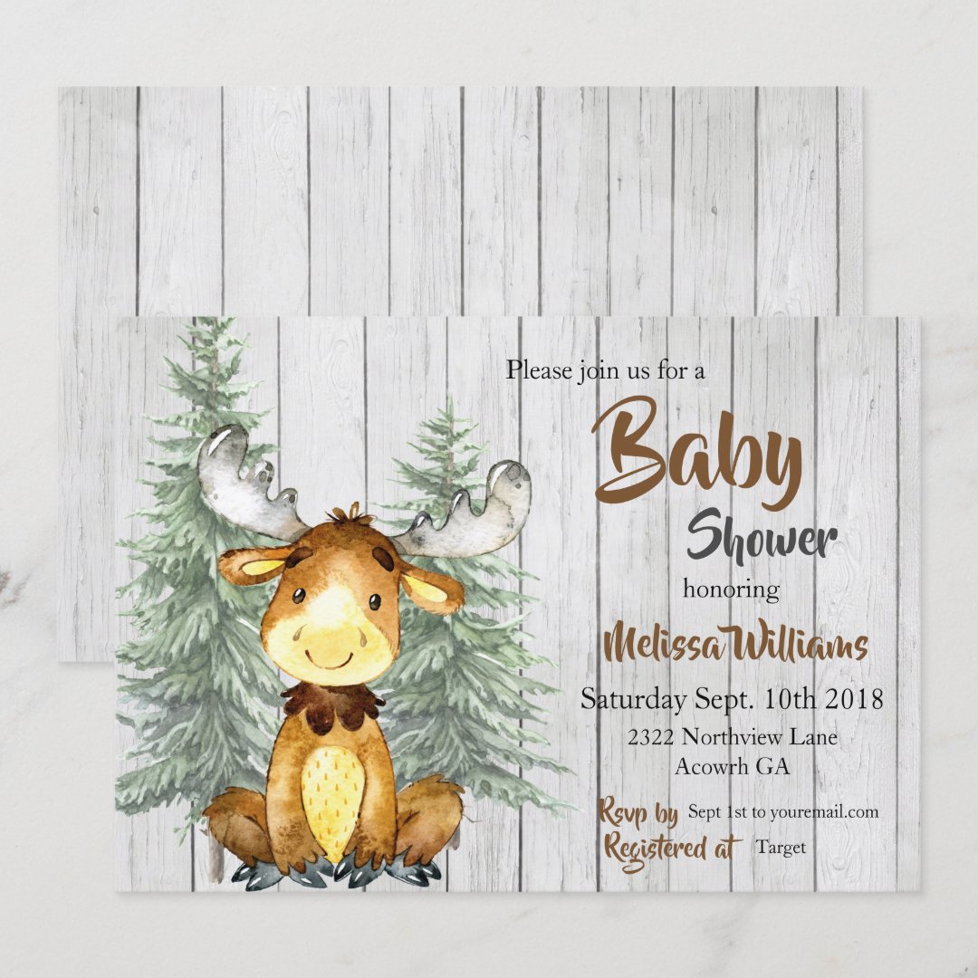 Rustic Moose Baby Shower Invitation | Zazzle