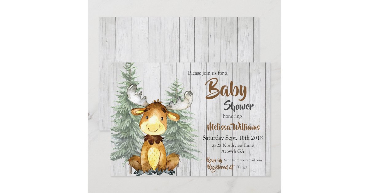 Rustic Moose Baby Shower Invitation | Zazzle