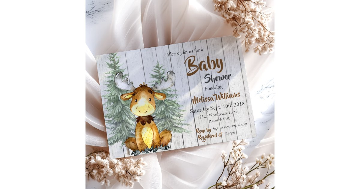 Rustic Moose Baby Shower Invitation | Zazzle