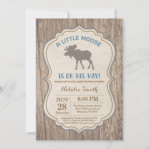 Rustic Moose Baby Shower Invitation Boy | Zazzle
