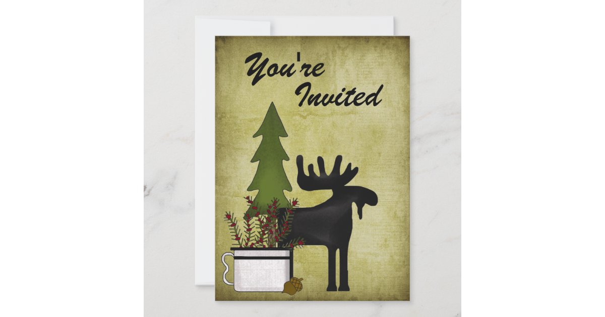Rustic Moose Family Reunion Party Invitation | Zazzle