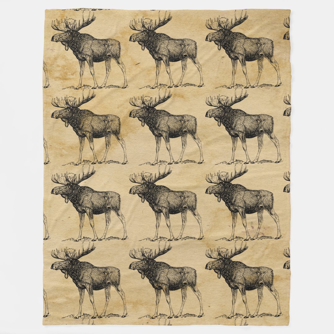 Rustic Moose Wildlife Fleece Blanket Cabin Decor | Zazzle