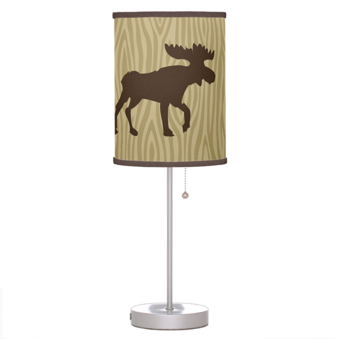 Rustic Moose with Faux Wood Cabin Lodge Lamp | Zazzle
