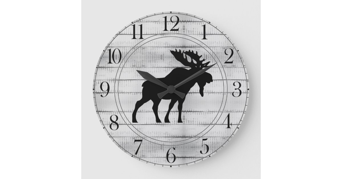 Rustic Moose Wood Large Clock | Zazzle