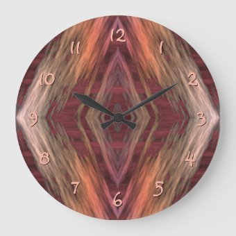 Rustic Mosaic American Native Indian Cabin Pattern Large Clock | Zazzle