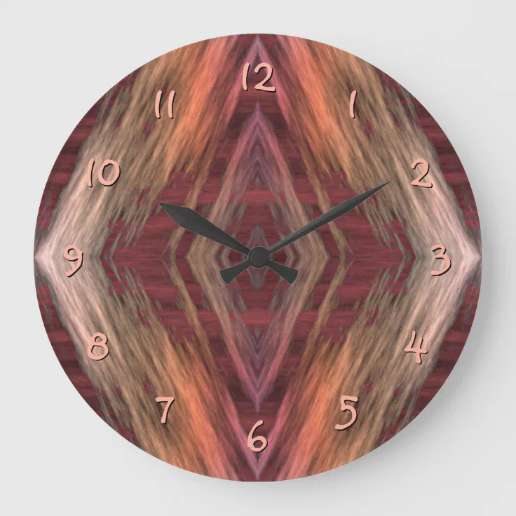 Rustic Mosaic American Native Indian Cabin Pattern Large Clock | Zazzle