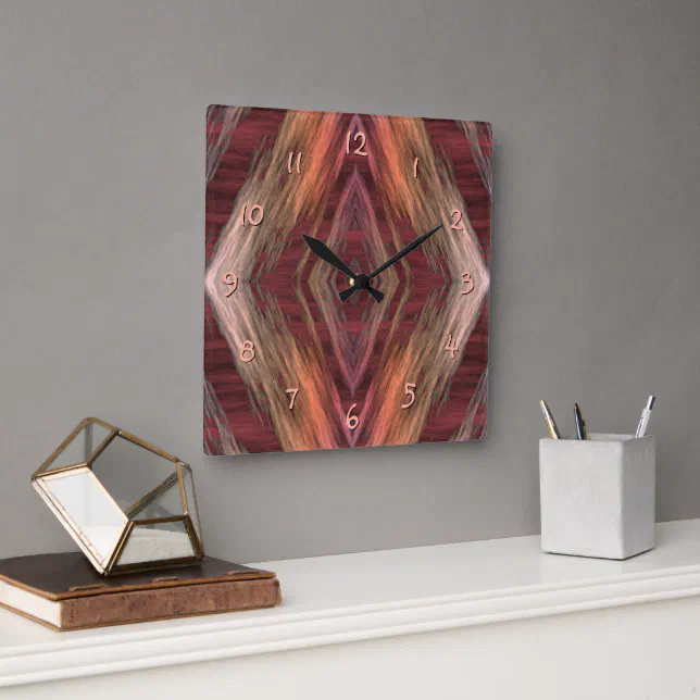 Rustic Mosaic American Native Indian Cabin Pattern Square Wall Clock ...