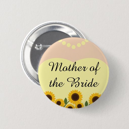 Rustic Mother of the Bride Sunflowers Wedding Pin | Zazzle