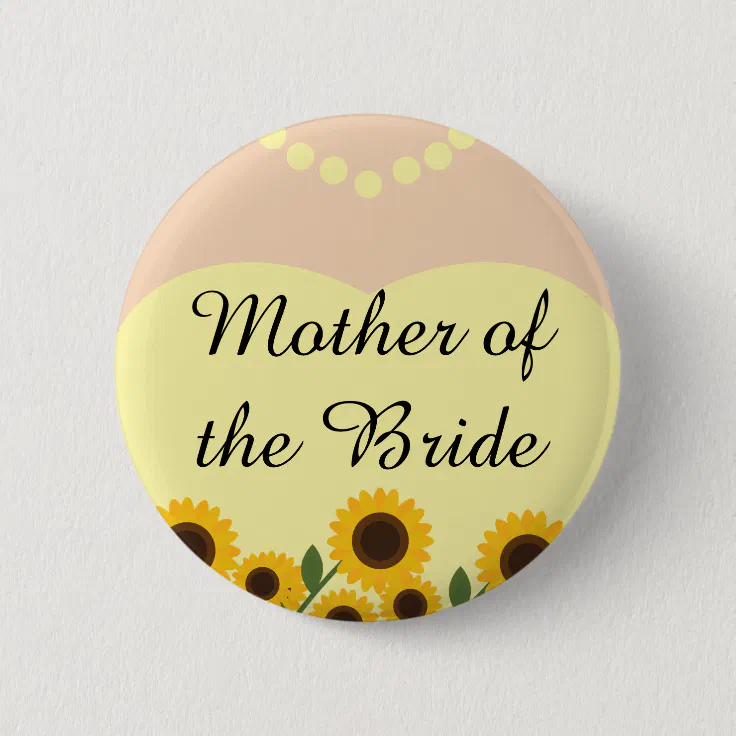 Rustic Mother of the Bride Sunflowers Wedding Pin | Zazzle