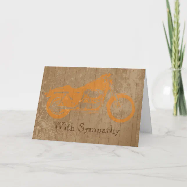 Rustic Motorcycle Sympathy Card for a Biker | Zazzle