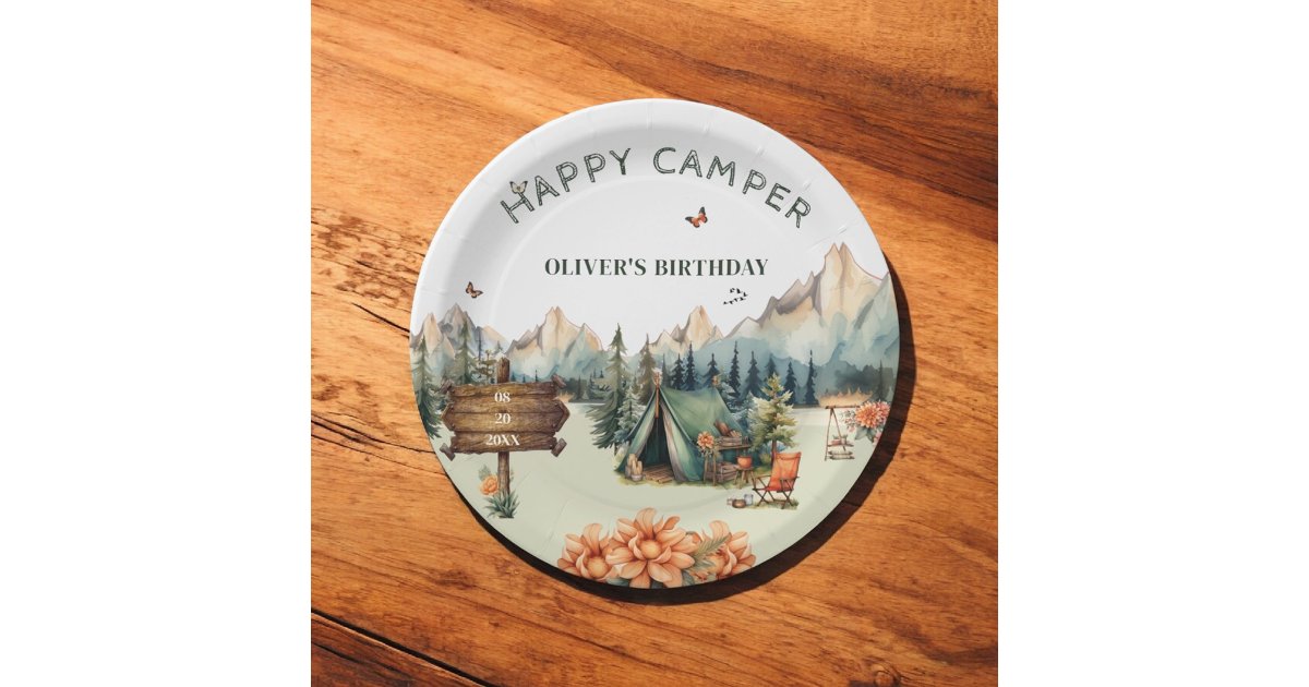 Rustic Mountain Adventure Birthday Paper Plates | Zazzle