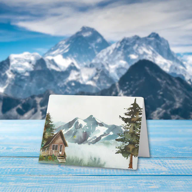 Rustic Mountain Cabin Inspirational Quote Card | Zazzle