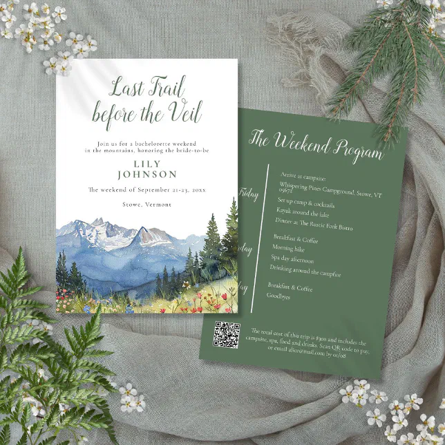 Rustic Mountain Camp Hiking Bachelorette Weekend Invitation | Zazzle