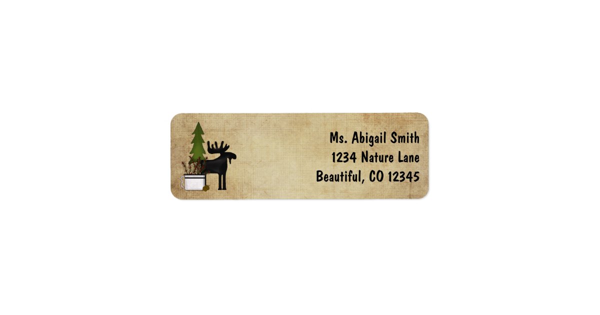 Rustic Mountain Country Moose Address Label | Zazzle