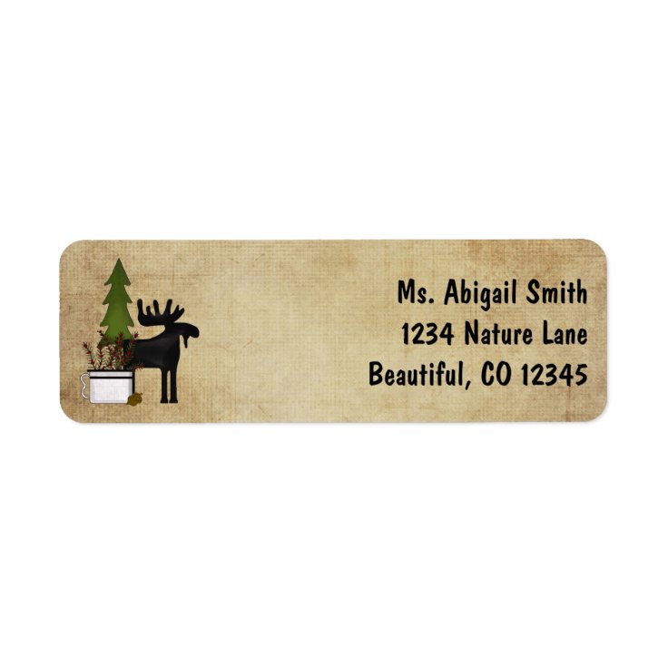 Rustic Mountain Country Moose Address Label | Zazzle