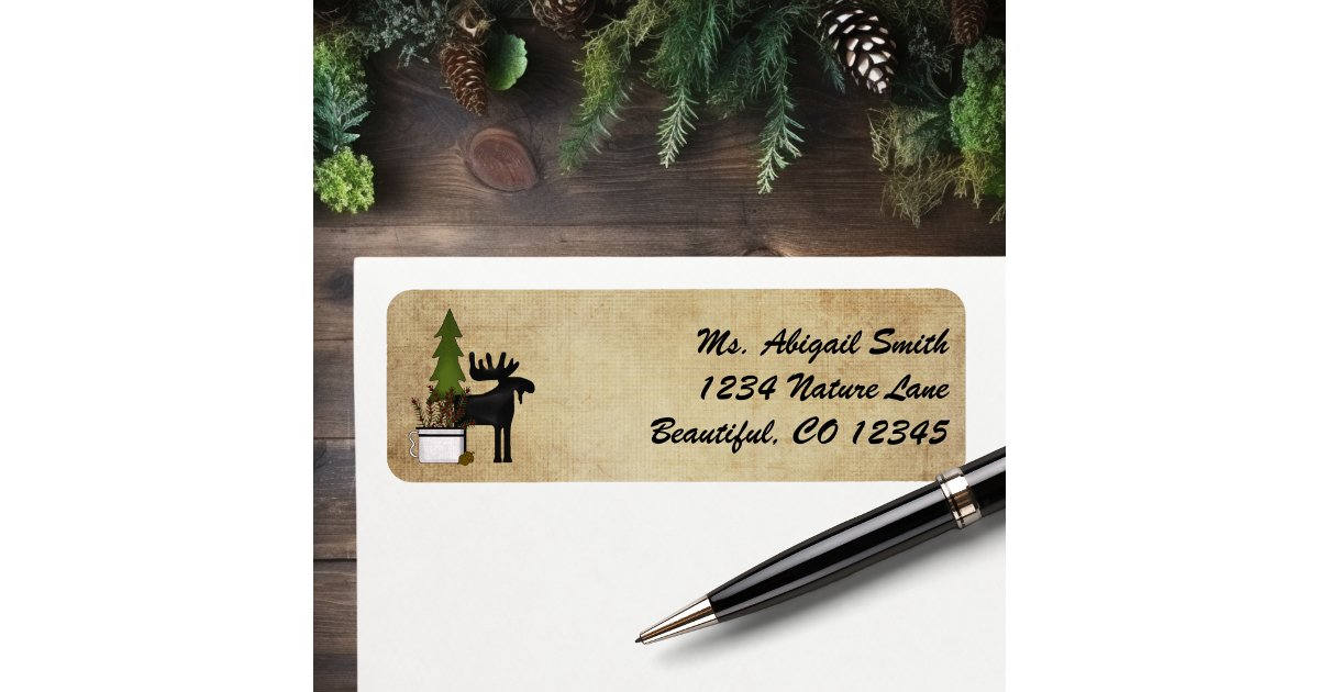 Rustic Mountain Country Silhouette Moose Address Label | Zazzle