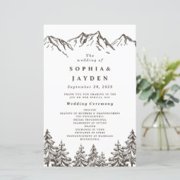 Rustic Mountain Elegant Pine Tree Wedding Programs | Zazzle