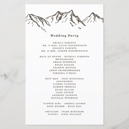 Rustic Mountain Elegant Pine Tree Wedding Programs | Zazzle