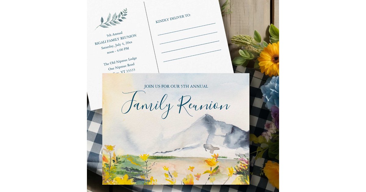Rustic Mountain Family Reunion Postcard | Zazzle