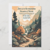 Rustic Mountain Forest Evergreen Wedding QR Code Invitation | Zazzle