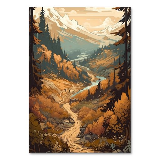 Rustic Mountain Forest Evergreen Wedding Table Number | Zazzle