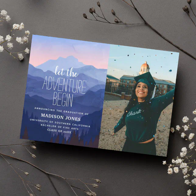 Rustic Mountain Graduation Photo Announcement | Zazzle