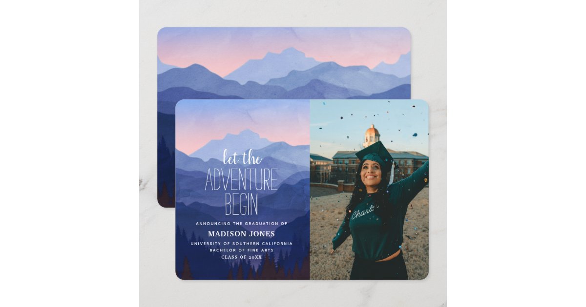 Rustic Mountain Graduation Photo Announcement | Zazzle