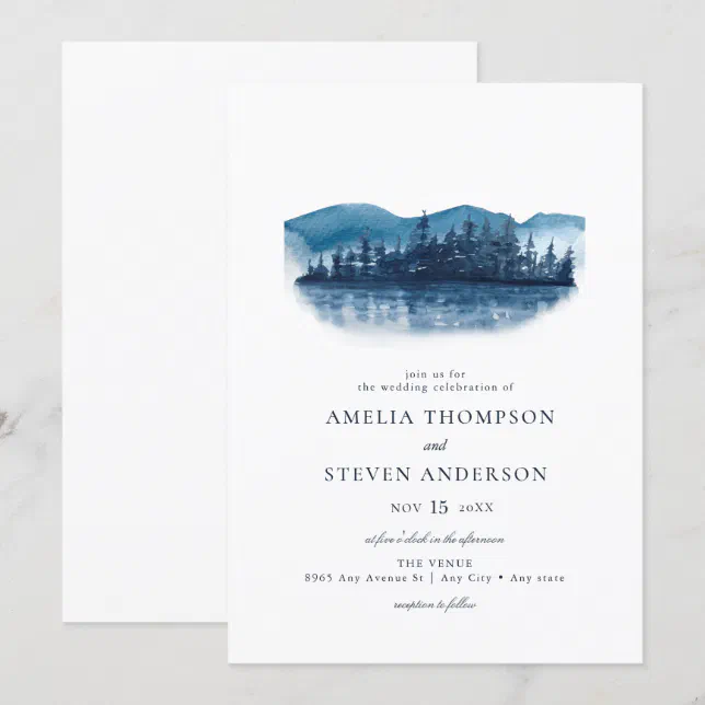 Rustic Mountain Lake Wedding Invitation | Zazzle