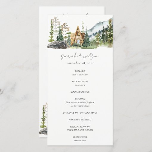 Rustic Mountain Pine Forest Wood Cabin Program | Zazzle