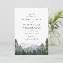 Rustic Mountain Pine Tree Wedding Invitation | Zazzle