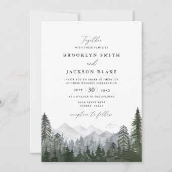 Rustic Mountain Pine Tree Wedding Invitation | Zazzle