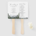 Rustic Mountain Pine Tree Wedding Program Hand Fan | Zazzle