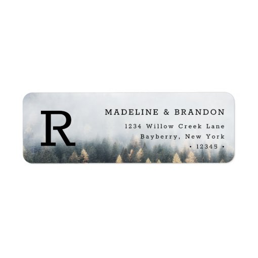 Rustic Mountain Pine Trees Fall Return Address Label | Zazzle