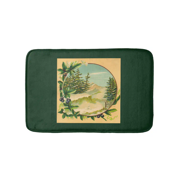 Rustic Mountain Scene Bath Mat | Zazzle