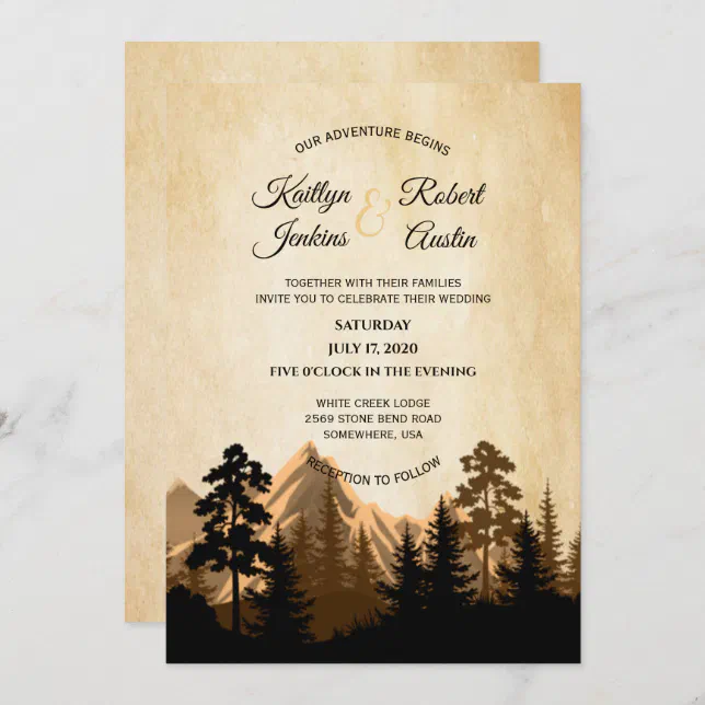 Rustic Mountain View Wedding Invitation | Zazzle