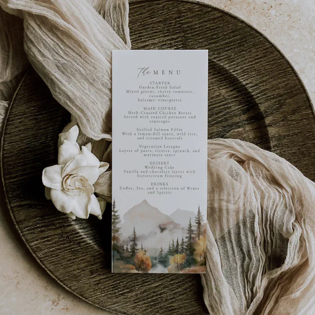 Rustic Mountain Wedding Dinner Menu | Zazzle