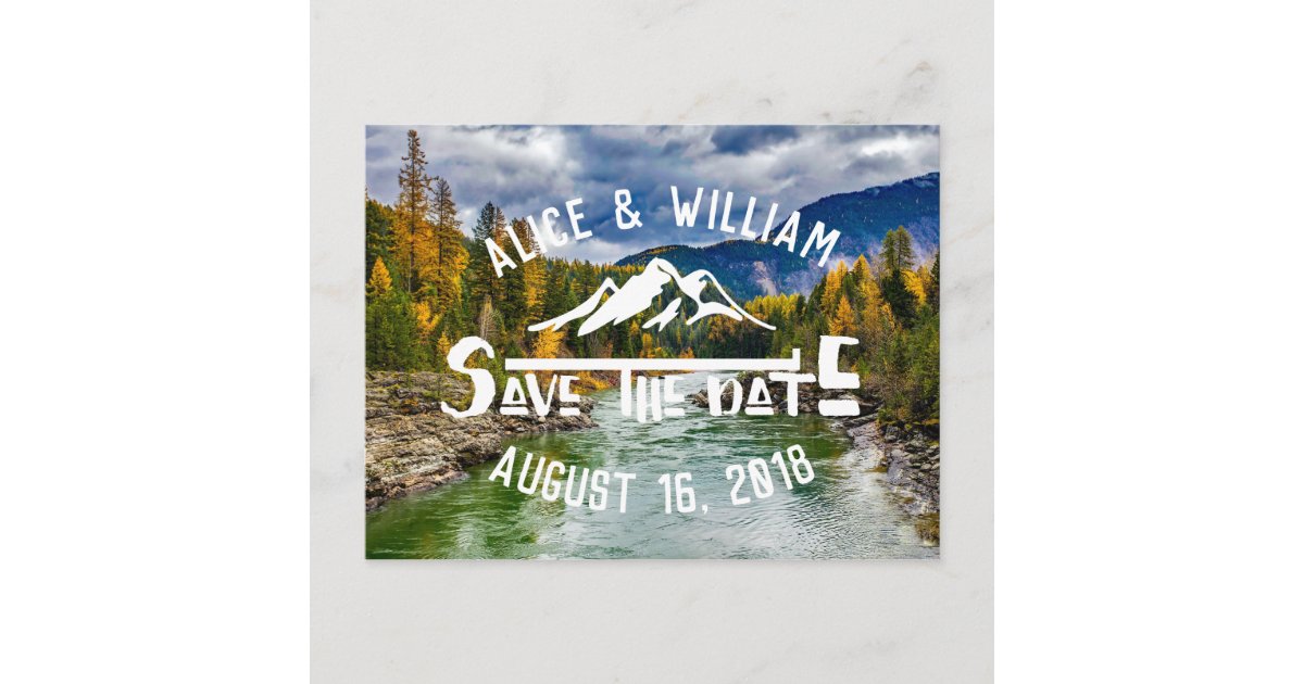 Rustic Mountain Wedding | Save the Date Postcard | Zazzle