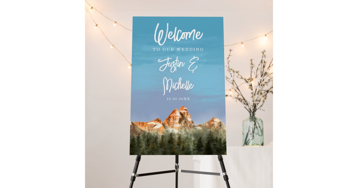 Rustic Mountain Wedding Welcome Sign | Zazzle