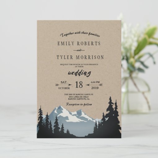 Rustic Mountain Woodland Forest Wedding Invitation | Zazzle
