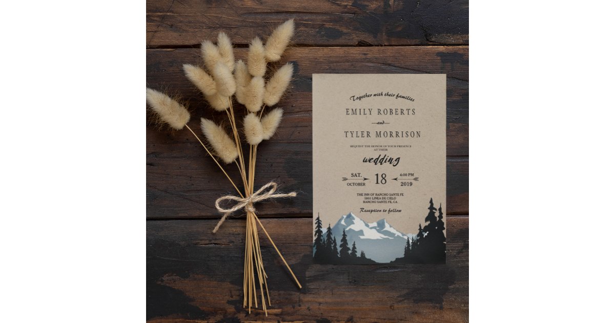 Rustic Mountain Woodland Forest Wedding Invitation | Zazzle