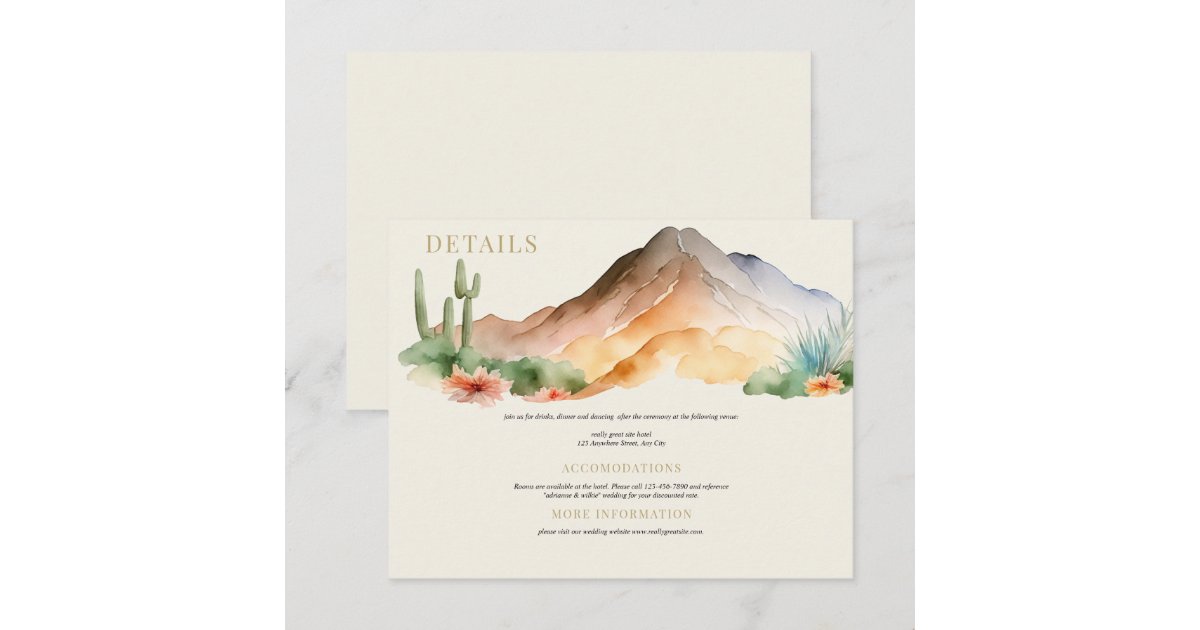 Rustic Mountains | Desert Wedding Enclosure Card | Zazzle